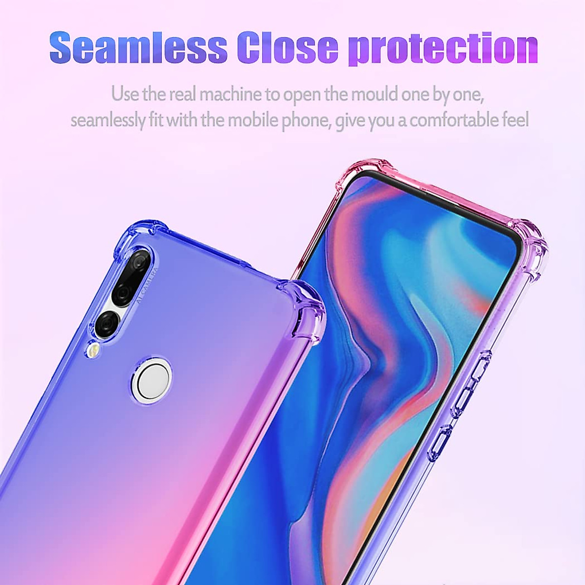 Gufuwo Case for Huawei Y9 Prime 2019/Honor 9X/P Smart Z STK-LX1 Cute Case Girls Women, Gradient Slim Anti Scratch Soft TPU Phone Cover Shockproof Protective Case for Huawei Y9 Prime 2019 (Blue/Pink)
