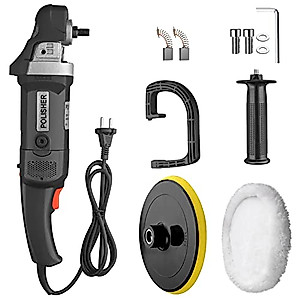 JUSTOOL Buffer Polisher1400W, 8 Variable Speed, 7/6/5Inch RO Rotary Polisher Car Polisher Electric Polisher with Foam/Wool Pads, Sandpaper,Polishing Pads Set for Auto Buffing and Polishing