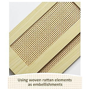 SUMGAR Floating Nightstand Set of 2 Rattan Boho Bedside Table Organiser Shelf Wall Mounted Pair of Beige Storage Display Wood Small Furniture for Bedroom Home Decor