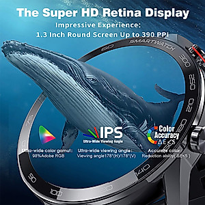 Smart Watch HD for iPhone and Android Phones, CKG Fitness Watch for Men and Women with 1.3" Full Touch Super HD Retina Display, Activity Tracker,IP68 Waterproof,Compatible iPhone Samsung