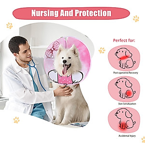 BALAPET Soft Dog Cone for Small Dogs, Inflatable Comfortable Dog Donut Collar Alternative After Surgery, Protective Elizabethan Donut Collar for Dogs Recovery and Stop Licking, Pink, XL