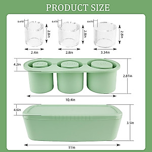 Ice Cube Tray for 20-40oz Tumbler Cup, 3pcs Large Silicone Cylinder Ice Cube Molds for Freezer, Ice Maker With Lid and Bin, Ice Drink, Juice, Whiskey, Chilling Cocktail, Tea, Coffee (Green)