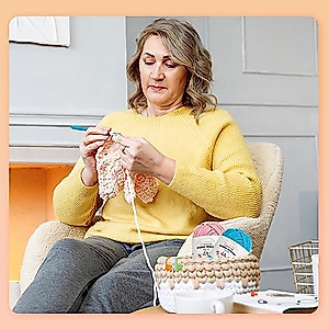 Beginner Yarn for Crocheting and Knitting, Aeelike 350 Yards (4x50g) Soft Cotton-Nylon Blend Easy-to-Use Yarn for Newbie, 26pcs Knitting & Crochet Supplies for Learning to Crochet Animals