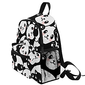 Cute Panda Backpacks for Kids Girls Boys Cartoon Pandas Bamboo Preschool Toddler Bookbag Backpack with Chest Strap Mini Adorable Animals Kindergarten School Bags