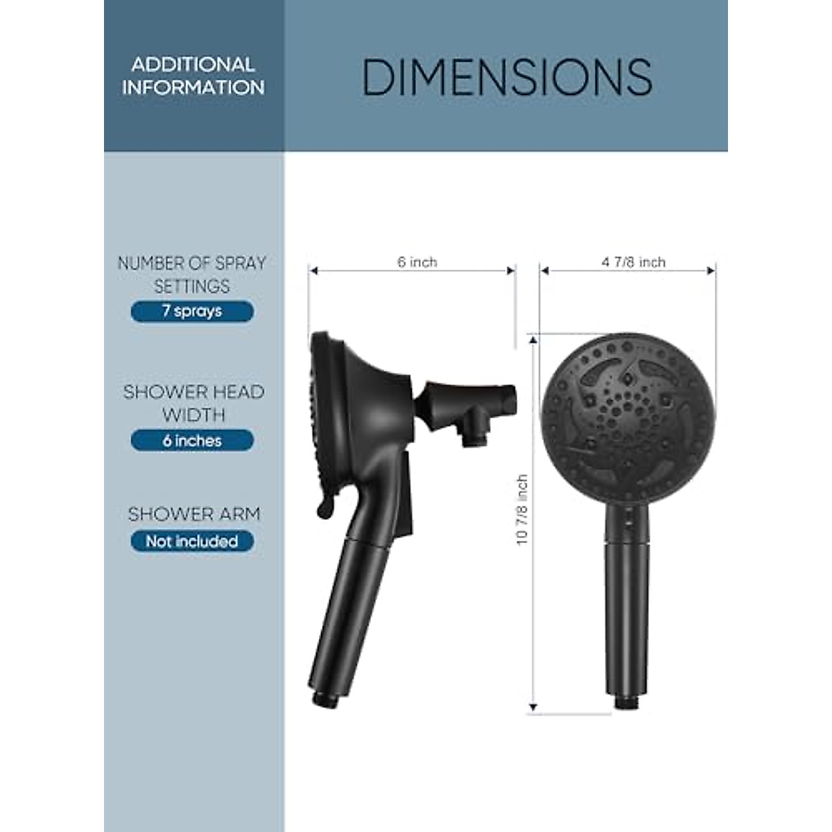 Cobbe Filtered Shower Head with handheld, High Pressure 7-mode Showerhead Hose, Bracket, Water Softener Filters Beads for Hard Remove Chlorine and Harmful Substance, Black, U.S. Patents