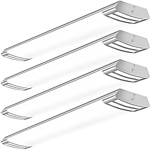 ANTLUX 4FT LED Flush Mount Puff Lights, 40W 4500LM Linear Light, 4000K Neutral White, 4 Foot Integrated LED Wraparound Ceiling Lighting Fixtures for Kitchen Laundry, Fluorescent Replacement, 4 Pack