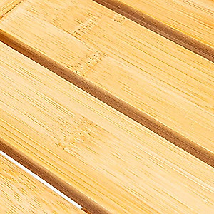 Bamboo Shower Bench Spa Stool, 2-Tier Shower Seat Bench , Foot Rest Shaving Stool with Non-Slip Feet Storage Shelf Organizer for Bathroom, Living Room, Bedroom and Garden Decor