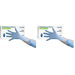 Circlecare Powder-Free Nitrile Disposable Exam Gloves, Industrial Medical Examination, Latex Free Rubber, Non-Sterile, Food Safe, Textured Fingertips, Ultra-Strong, Pack of 200, Blue -