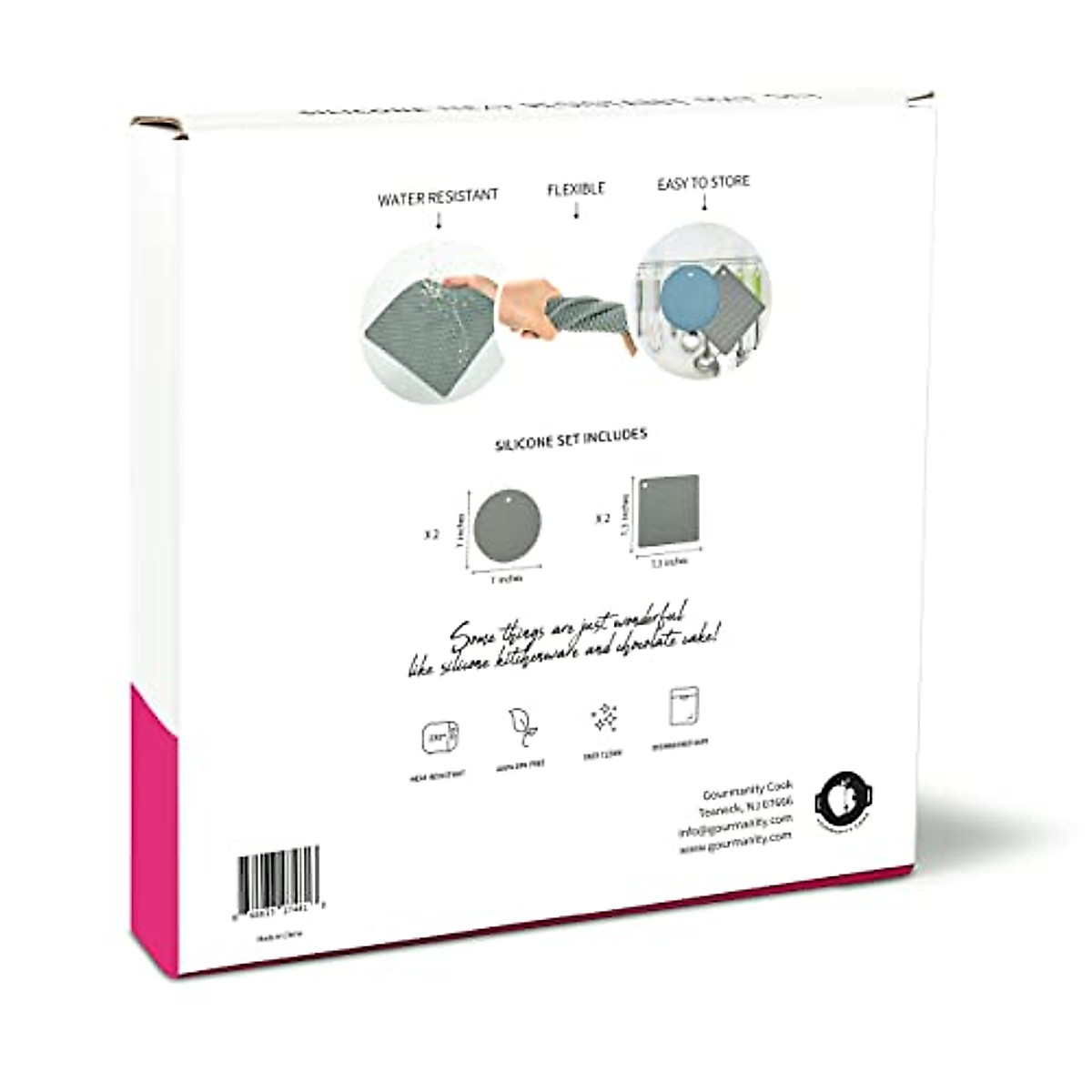 Gourmanity Cook 4 Pack, Silicone Trivet Set | Heat-Resistant Mats for Countertops | Grey Silicone Hot Pads for Kitchen | Non-Slip Silicone Trivets for Hot Pots & Pan