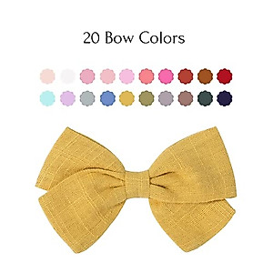 Boho Macrame Bow Holder & 20 Colors Linen Pigtail Bows | Wall Hanging Hair Clip Headband Rainbow Hanger Organizer Piggy Pig Tails Barrettes (Rainbow A)