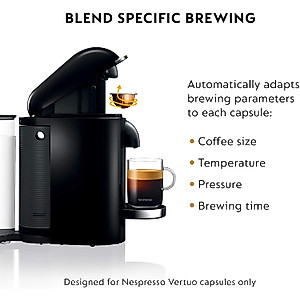 Nespresso VertuoPlus Deluxe Coffee and Espresso Machine by Breville with Milk Frother, 8 Ounces, Black