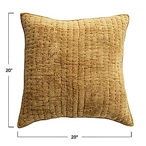 Creative Co-Op Square Mustard Quilted Cotton Chenille Pillow