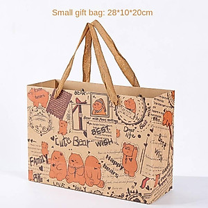 TaboSi Cute little bear kids' clothing portable Kraft paper bag clothes snack birthday gift retro gift bag