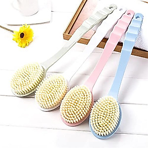 INGVY Dry Brushing Body Brush Long Handle Bath Brush Soft Bath Brush Shower Exfoliating Exfoliating Skin Massage Brush Cleaning Bathroom Accessories (Color : Pink)