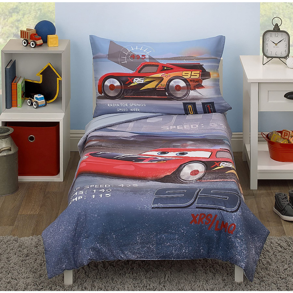 Crown Crafts Infant Products Disney Cars 4 Piece Toddler Bedding Set - Speedy Frenzy
