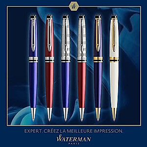 Waterman Expert Ballpoint Pen, Dark Red with Chrome Trim, Medium Point with Blue Refill, Gift Box