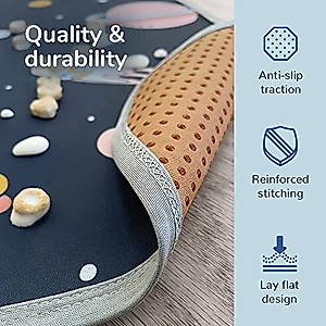Wildcubz 51" Heavy Duty Baby Splat Mat for Under High Chair | Includes Wet Bag | Premium Washable Toddler Mat | Baby Led Weaning | High Chair Mat for Floor | Craft Mat | Splash Mat (Dots)