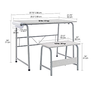 SD Studio Designs Project Center, 55128 Craft Table Play Desk with Bench, Grey, 37.75"W x 21.75"D x 28"H,Grey