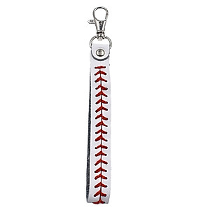 Towashine Baseball Seamed Leather Key Chain for Car Bag Purse Accessories Gifts（White）
