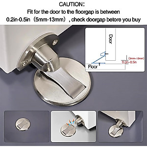 304 Stainless Steel Ground Suction,Floor Mount Magnet Door Stopper - Invisible Magnetic Door Stop, Magnets Door Stops Wall Prop Hold Open Doorstop,for Home Office Bedroom Door Stop (Silver)