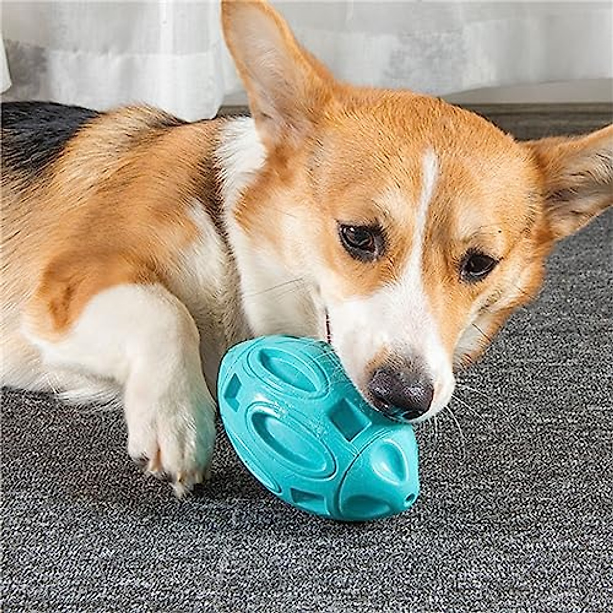 KSHQU # Pet Dog Toy Ball Dog Toy Durable Rugby Teeth Grinding Sound Dog Toy (Sky Blue, A)