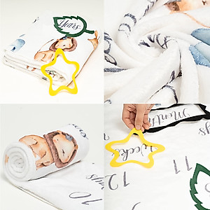 Baby Monthly Milestone Blanket Boy Safari Jungle Animals Personalized Growth Mat Super Soft Photo Blankets