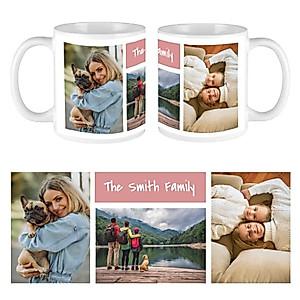 Custom Mate Custom Coffee Mug Personalized with Photos, Images, and Text (Classic 3 Photo with Text) White Black COFMUGWH11 0