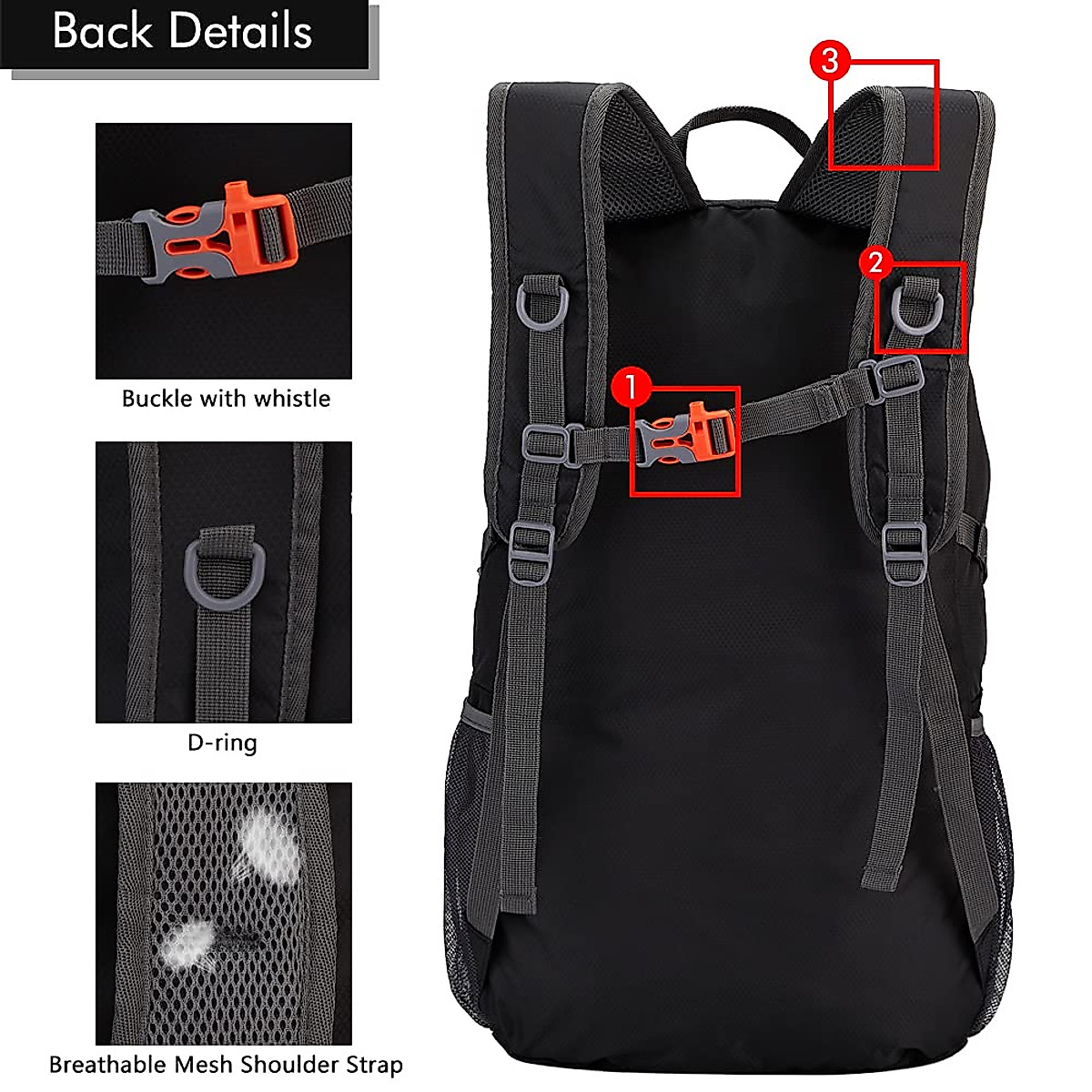 MAXTOP Hiking Backpack 40/50L Lightweight Packable for Traveling Camping Water Resistant Foldable Outdoor Travel Daypack (Black 50l Updated, 50L)