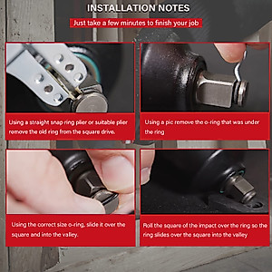 Bzsunway 3/8" Impact Wrench Retaining Ring Clip with O-Ring Compatible with Milwaukee Type (3 Sets)