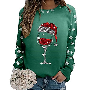 Christmas Shirt Halloween Tops for Women Funny Letter Print Funny Xmas Pullover Tops Baggy Cardigans Regular fit Fall Football Sweaters for Women Long Dresses for Women Wedding Guest Casual