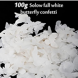 DOUKEE White Butterfly Confetti Cannon,12 Inch Biodegradable White Confetti Poppers Set of 5, Used for Wedding Bridal Shower Birthday Party