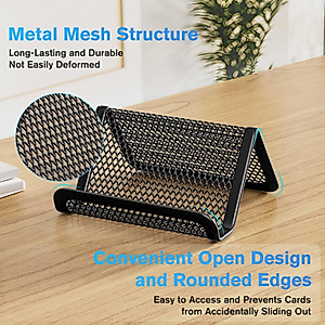 MaxGear Business Card Holder for Desk Metal Business Card Holders Mesh Business Card Holder Display Desk Business Card Stand Business Card Desk Holder with 50 Business Cards Capacity Black, 2 Pack