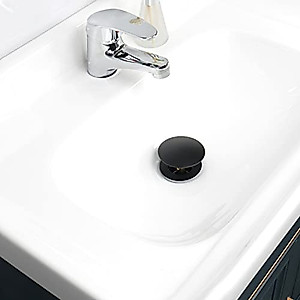 NearMoon Bathroom Sink Drain Without Overflow, 304 Stainless Steel Pop up Drain with Detachable Strainer Basket, Anti-Clogging Hair Catcher Assembly Stopper Vessel Sink (Matte Black)