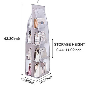Wisdomcreate 8 Pockets Hanging Purse Handbag Organizer Clear Hanging Shelf Bag Collection Storage (Blue)