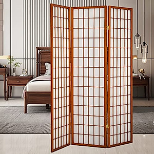 Magshion 5.9ft Folding Screen Room Divider Oriental Furniture 3-Panel Shoji Room Partitions and Dividers Wooden Grid Screen Wall Divider for Business Restaurant Privacy Screens