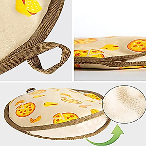 MeiLiZuRL Tortilla Warmer 12” Insulated Bag Warm Tortilla Warmer Pouch Pizza Pattern, Tortilla Warmer Container for Work Outdoor Travel Picnic, Tortilla Holder, Cloth Pouch to Keep Food