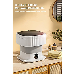 Portable Washing Machine, Mini Washer 15L High Capacity with 3 Modes Deep Cleaning for Underwear, Baby Clothes, or Small Items, Foldable Washing Machine for Apartments, Camping, Travel (Grey)