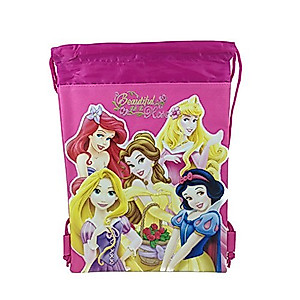 Disney Princess Drawstring String Backpack School Sport Gym Tote Bag - Dark Pink