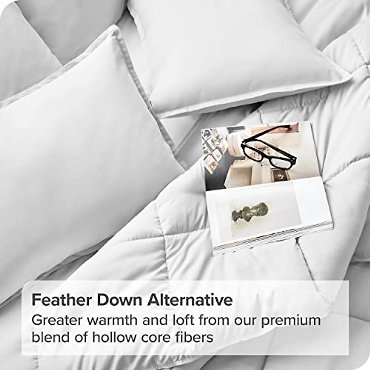 Bare Home Comforter Set - King/California King Size - Ultra-Soft - Goose Down Alternative - Premium 1800 Series - All Season Warmth (King/Cal King, White)