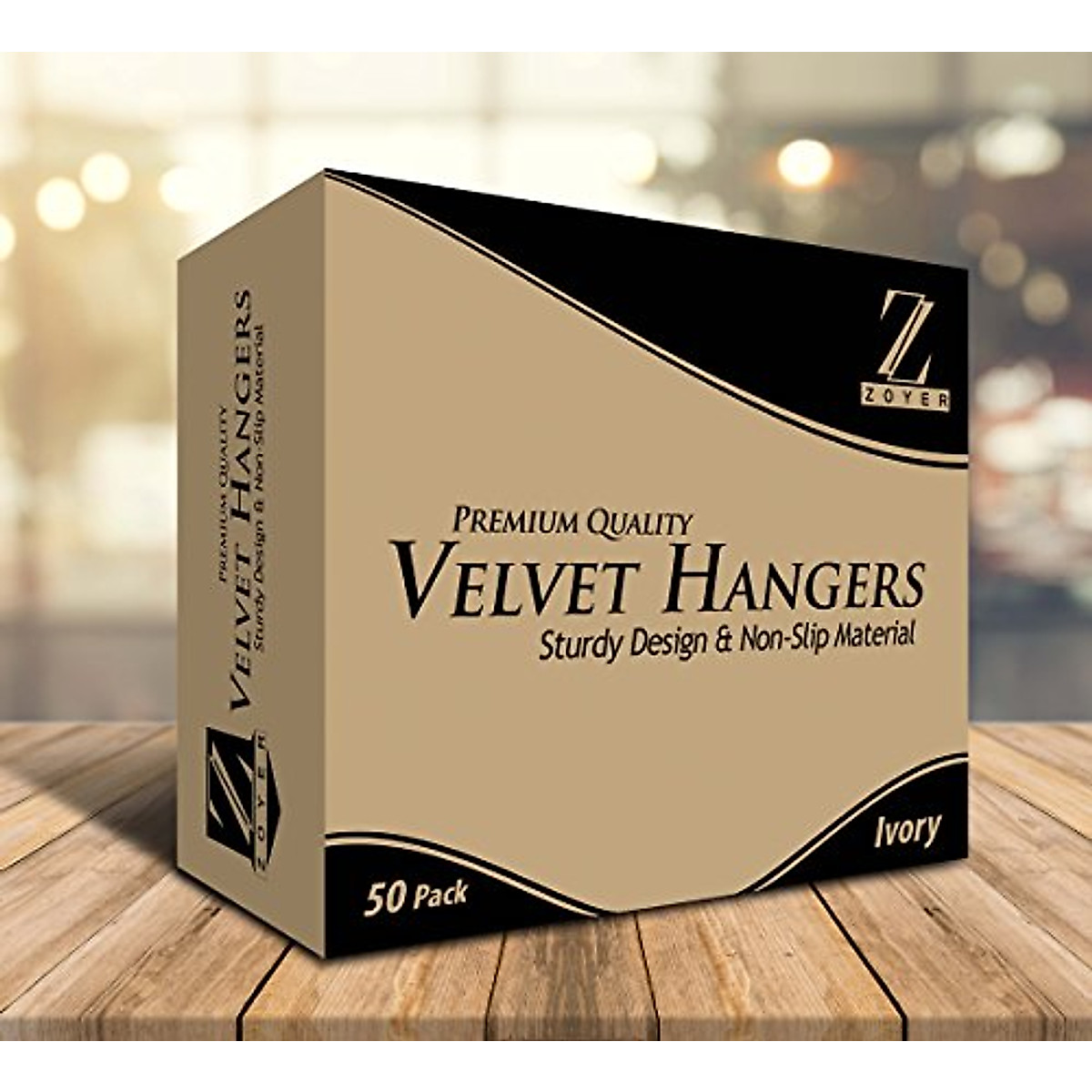 ZOYER Premium Velvet Hangers (50 Pack, Ivory) Non-Slip Clothes Hangers - Strong and Durable Suit Hangers - Space Saving Coat Hangers, 360 Degree Rotatable Hook Pant Hangers.