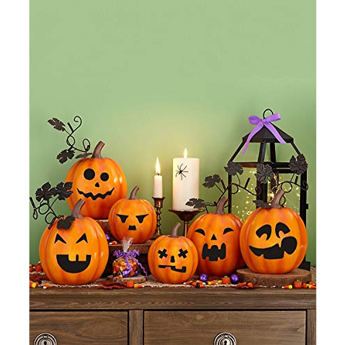 Halloween Pumpkin Stickers Crafts Decorations -Make Your Own Jack-O-Lantern - Trick or Treat Party Supplies 64Ct