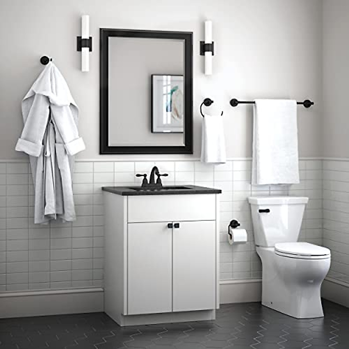 Franklin Brass VOI35-MB Voisin Double Towel Hook Bath Hardware Accessory in Matte Black