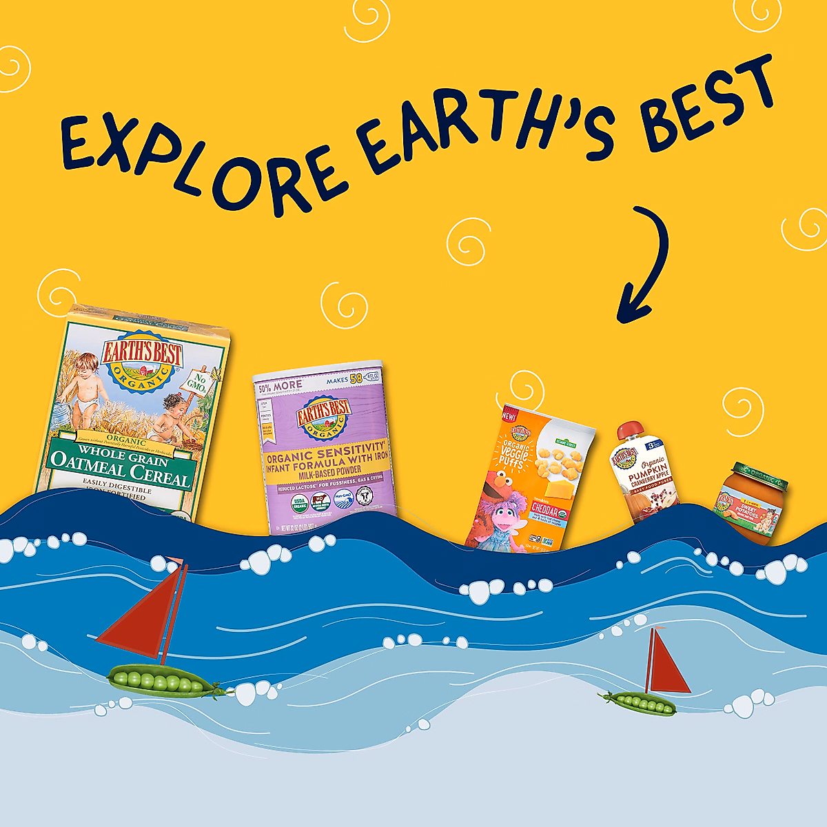 Earth's Best Organic Kids Snacks, Sesame Street Toddler Snacks, Organic Sunny Days Snack Bars for Toddlers 2 Years and Older, Sweet Potato and Carrot with Other Natural Flavors, 7 Bars per Box (Pack of 6)