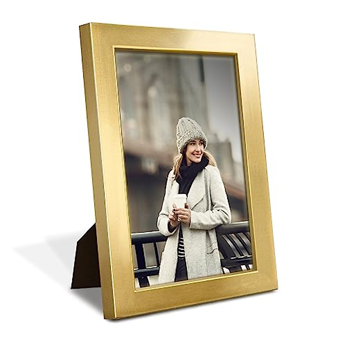 Renditions 6x8 inch Solid Wood Picture Frame, High Definition Glass and High-end Modern Style Ready for Wall and Tabletop Photo Display, Gold Frame