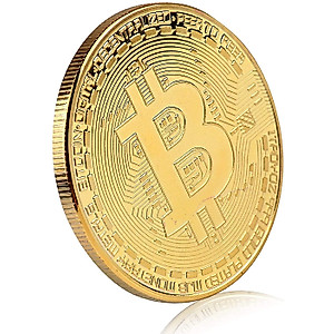 10 Pcs Bitcoin Coin Souvenir with Coin Case, Physical Bitcoin Collection, Gold Plated Bitcoin for Commemoration, Crypto Currency Coin BTC for Gift, Gold Bitcoin Tokens