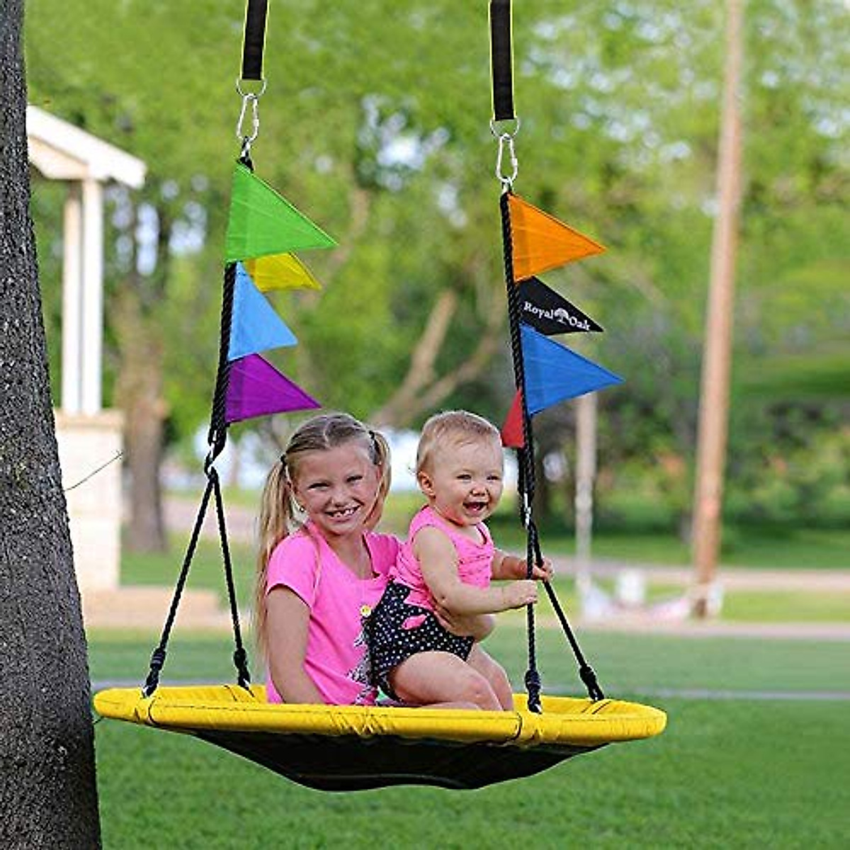 FORTGESCHE Tree Swing Straps Hanging Kits, Adjustable Swing Hammock Straps 5ft Length with 2 Heavy Duty Lock Carabiner Hooks and Tree Protector Sleeves Perfect for Hammock & Tree Swing, Holds 2200lb