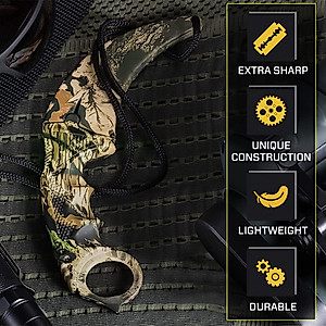 Karambit Knife - Fixed Blade Knife - Karambit Knives - CSGO Raptor Claw Knives - Best Combat Carambit for Hunting Camping Hiking EDC for Men Women Comes with Sheath - Fathers Day Dad Gift 16853