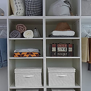 GRANNY SAYS Fabric Storage Boxes, Large Storage Bins with Lids, Toy Storage Organizer, Closet Storage Baskets for Shelves Organizing Bookcase Entryway Wardrobe, Gray/White, 2-Pack