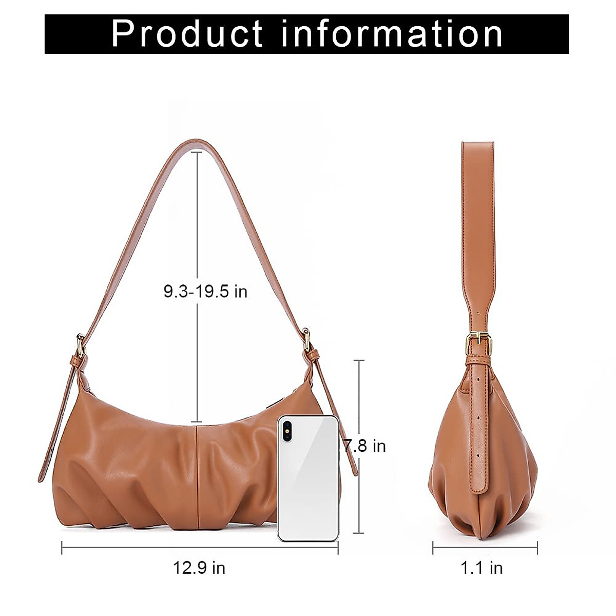 CLUCI Shoulder Bag,Purses for Women Dumpling Small Hobo Bags Vegan Leather Ladies Clutch with Adjustable Strap