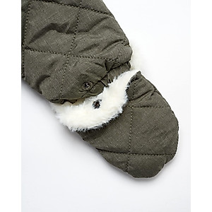 URBAN REPUBLIC Baby Boys' Pram Snowsuit - Quilted Fleece Lined Snowsuit with Gloves - Outerwear Coveralls (Sizes: 3-9M), Size 6M, Olive